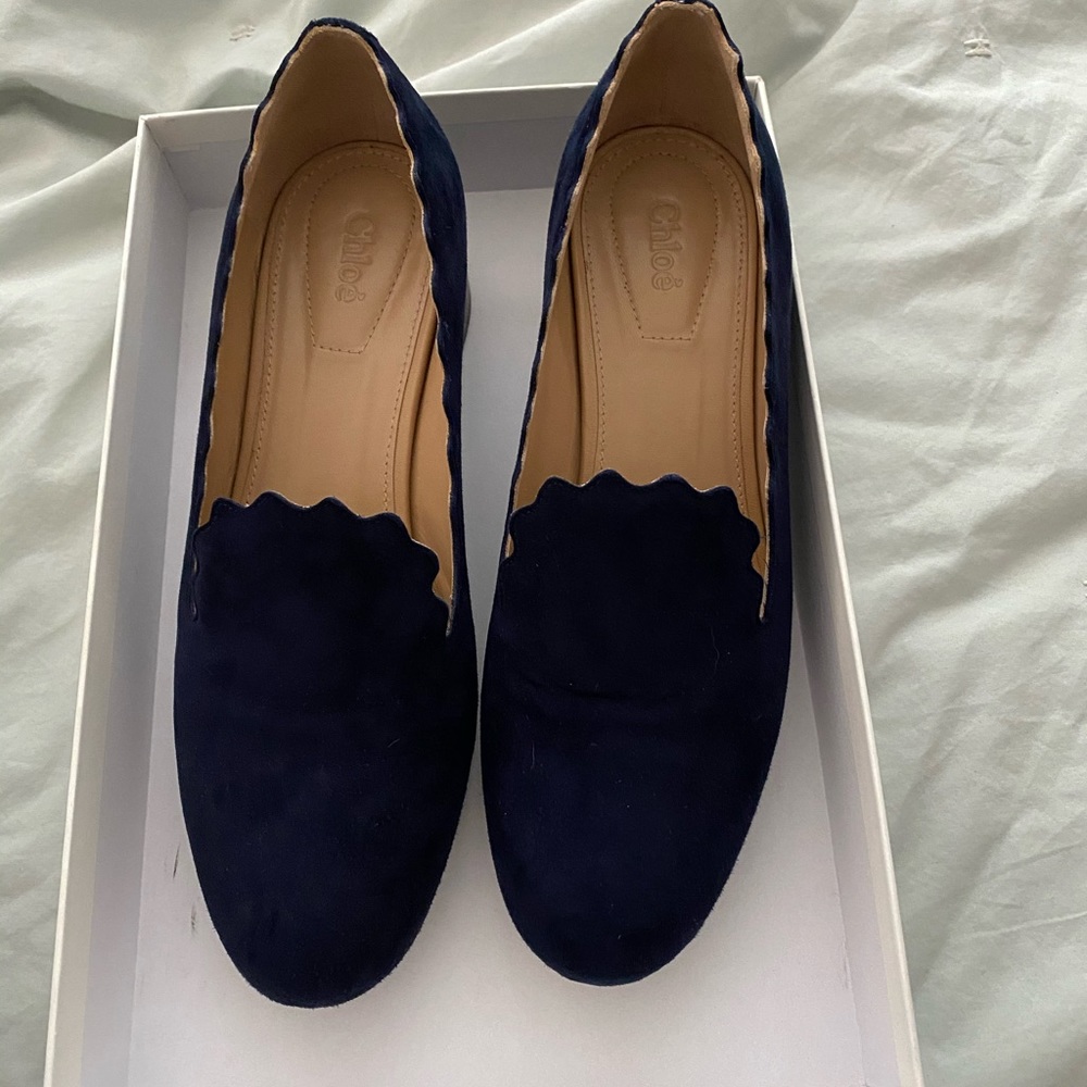 Chloe Lauren Block Heel Pump Suede Navy Blue 37.5 - Gem